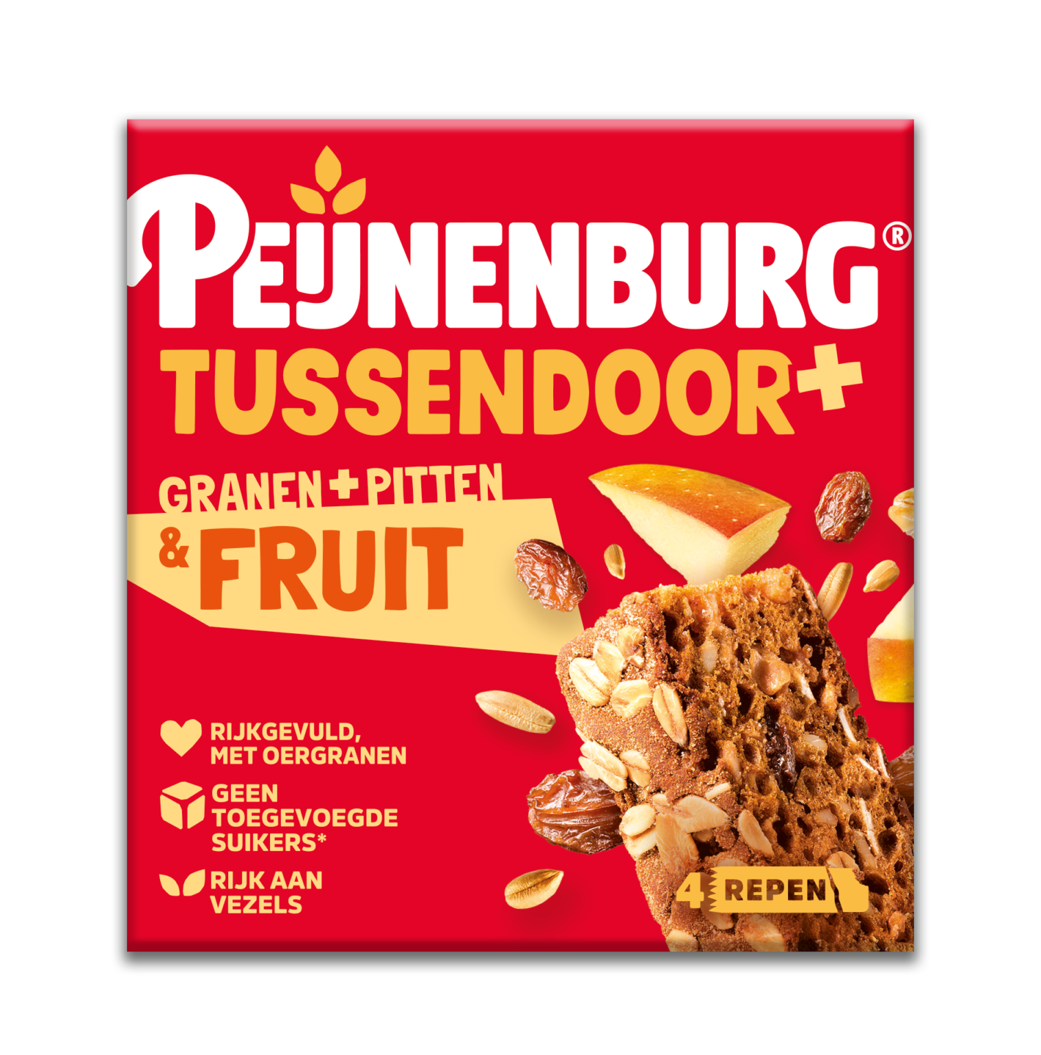 TUSSENDOOR+ FRUIT ZONDER TOEGEVOEGDE SUIKERS PER STUK VERPAKT - Peijnenburg